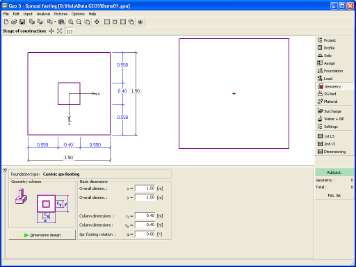 Geometry | Program Spread Footing | GEO5 | Online Help