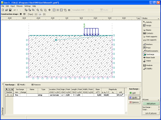 Surcharge | Construction Stages | GEO5 | Online Help
